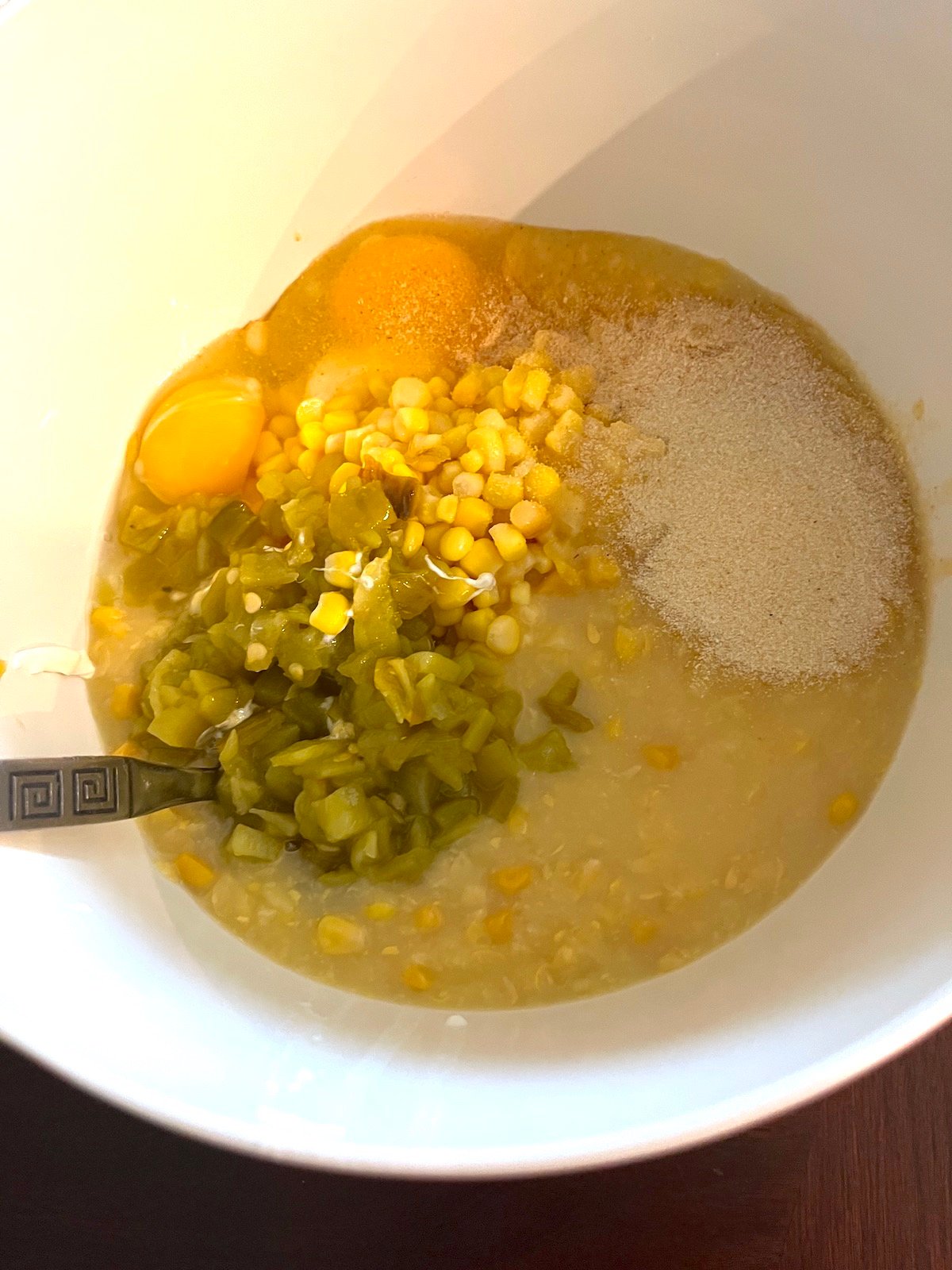 Cream Cheese Jiffy Corn Casserole with Green Chiles - Southern Home Express